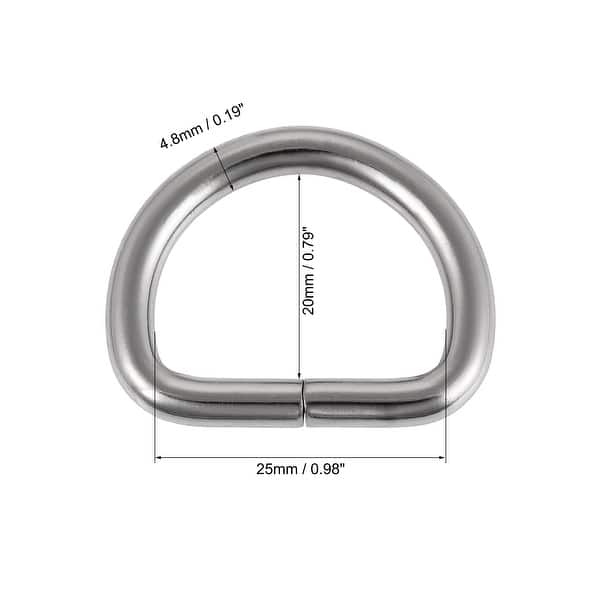 12pcs Metal D Ring 0.98"(25mm) D-Rings Buckle for Hardware DIY - Silver ...