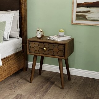 Mid-Century Nightstand, Modern MDF Bedside Table, Wood Accent End Table ...