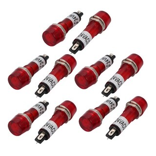 10 Pcs AC/DC 24V 2 Terminals Red Light Signal Threaded Indicator Lamp ...