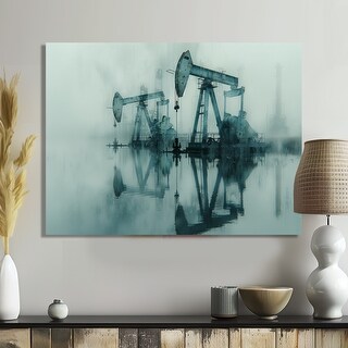 Designart "Grey Petrochemical Winter Texas Oil Rigs" Oil Rigs / Fields ...