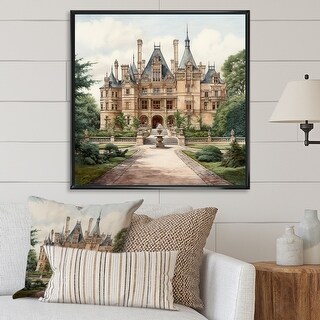 Designart "Champagne Castle In France II" Castles Framed Wall Art ...