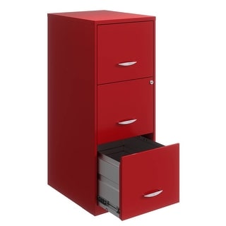 Red Metal Steel 3 Drawer Filing Cabinet with Lock and Smooth Glide ...