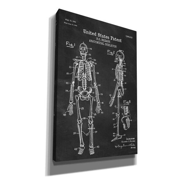 Epic Graffiti 'Anatomical Skeleton Blueprint Patent Chalkboard' Canvas ...