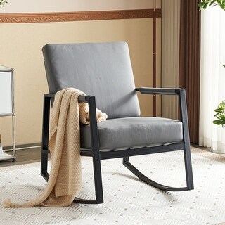 Rocking Chair for Nursery, Faux Leather Glider with High Backrest ...