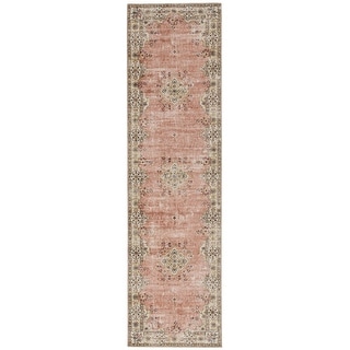 Cheney Machine Washable Medallion Pink/Beige Rug - Bed Bath & Beyond ...