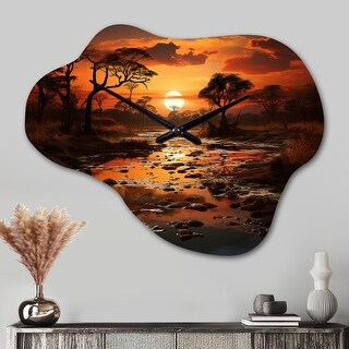 Designart - African Sunset Oasis I - African Art Large Wall Clock in ...