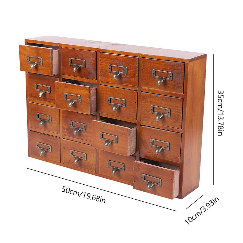 Traditional 16 Drawers Wood Apothecary Chest Storage Cabinet ...