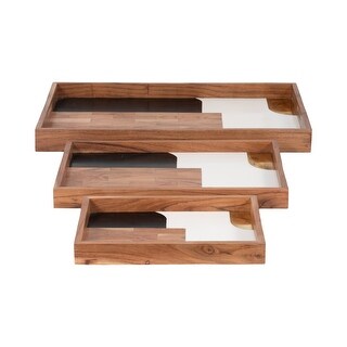 Sagebrook Home Set of 3 Resin Multi 13/18/24 Mid-century Trays - 24" x ...