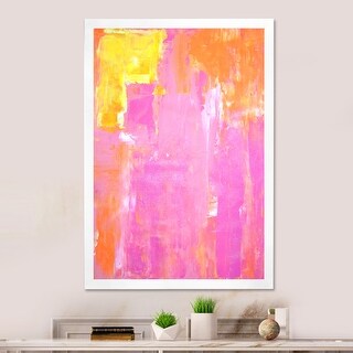 Designart "Yellow And Pink Merging Abstract" Modern Framed Wall Decor ...