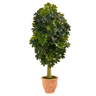 5' Schefflera Artificial Tree in Terra-Cotta Planter (Real Touch) - 13 ...