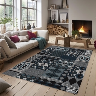 Gray And Black Patched Perfection Dornier Rug 63x35 - Bed Bath & Beyond ...