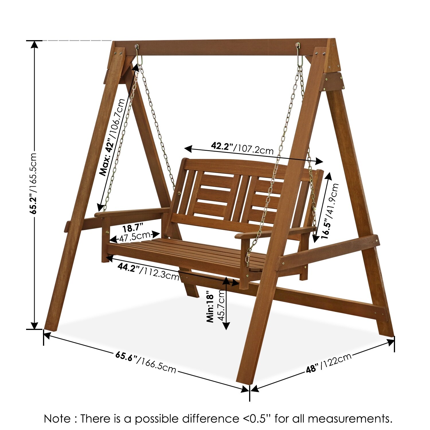Furinno Tioman Hardwood Hanging Porch Swing with Stand in Teak Oil 2 Seater Bed Bath Beyond 15645265