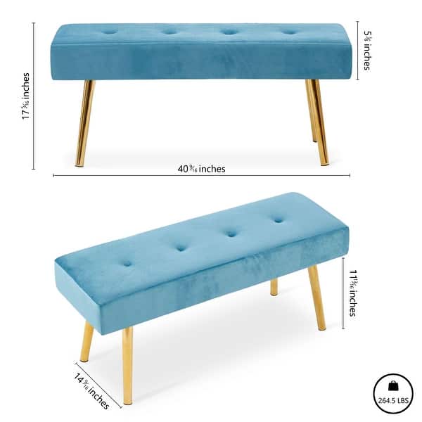 Modern Velvet Bench With Gold Legs - Bed Bath & Beyond - 36999965