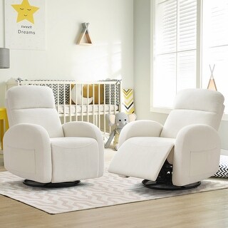 Chenille Upholstered Manual Swivel Rocker Glider Recliner Nursery Chair ...