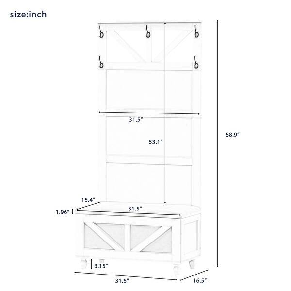 3-in-1 Design Hall Tree with Storage Bench - Bed Bath & Beyond - 36255492