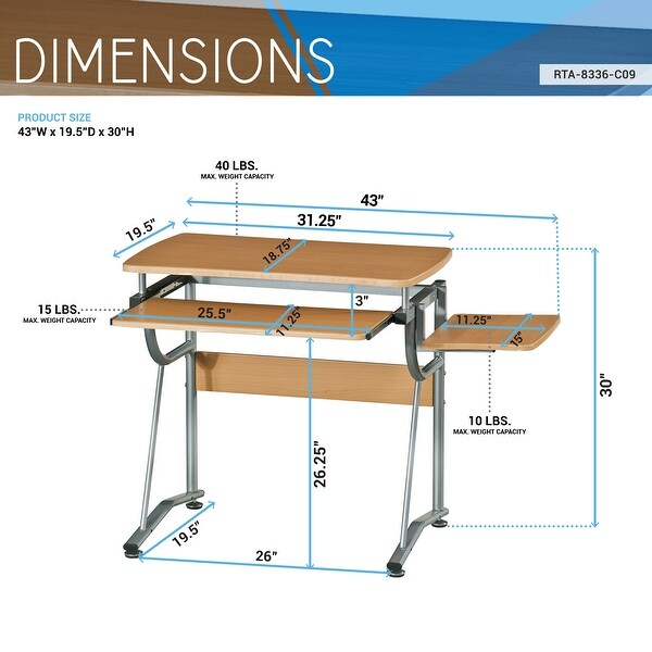 Computer desk with slide out keyboard store