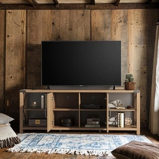 68" TV Stand, Wood Metal TV Console with Storage Cabinets and Shelves ...