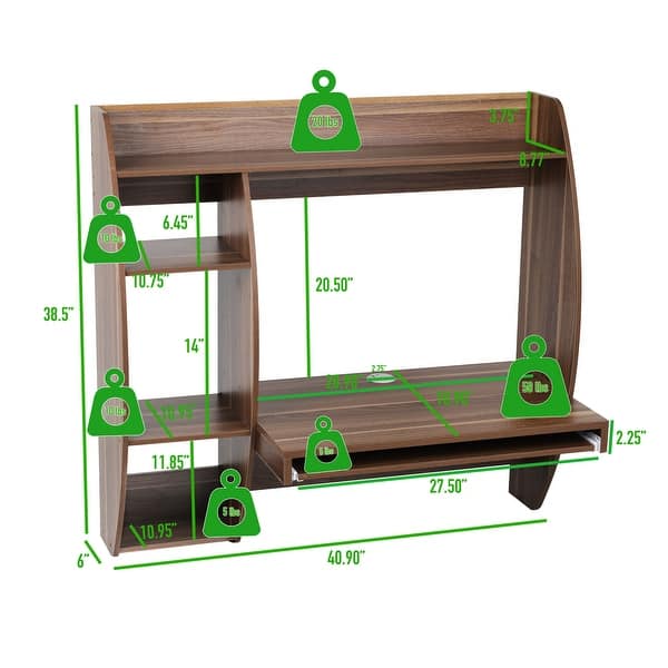 Mind Reader Wall Mounted Floating Wood Desk Table - Bed Bath & Beyond - 35992530