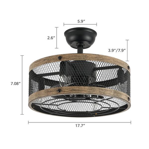 18 in. Wood Finish Low Profile Indoor Ceiling Fans 4-Light Modern ...
