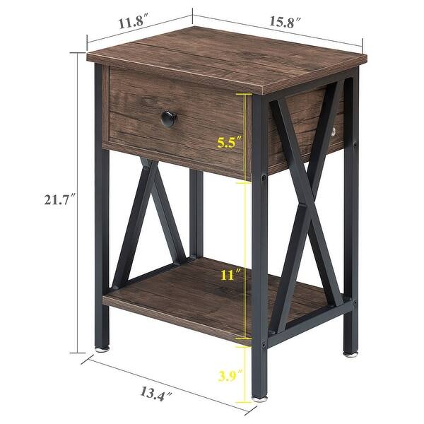 Modern 1-Drawert Nightstands X-Design with Storage Shelf Set of 2 ...