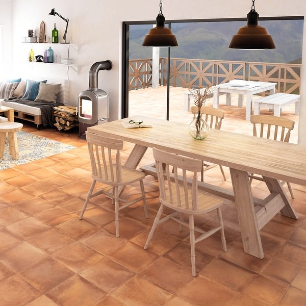 Merola Tile Rustic Cotto 13" x 13" Porcelain Floor and Wall Tile - Bed ...