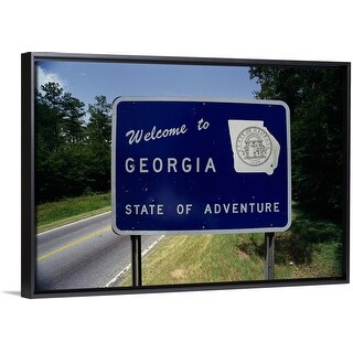 "Welcome to Georgia State Sign GA" Black Float Frame Canvas Art - Bed ...