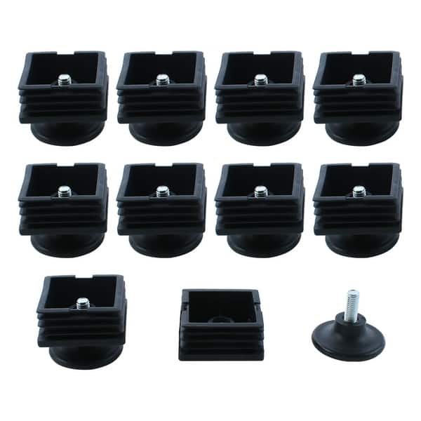 10 Sets M8 Threaded Leveling Feet Plastic Square Tube Insert Kit ...