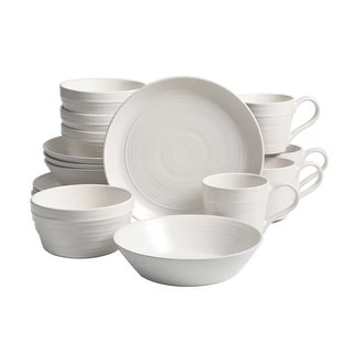 16 Piece Round Stoneware Dinnerware Set in White - Bed Bath & Beyond - 37850936