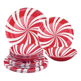 UPware 12-Piece Melamine Dinnerware Set, Includes Dinner Plates, Salad ...