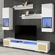 Wall Mounted Floating High Gloss 82 inch TV Stand with LED Lights - Bed ...