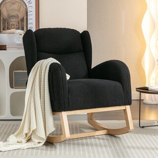 Comfortable Fabric Rocking Chair With Packet Wood Legs - Bed Bath ...