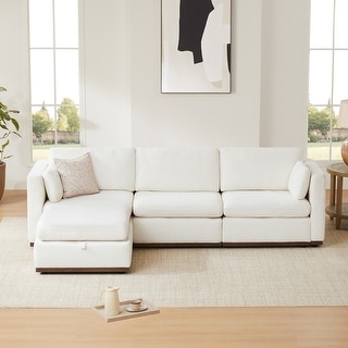 Spruce & Spring Mia L-Shape Fabric Wood Base Oversized Modular ...