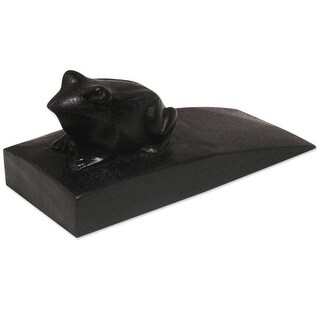 NOVICA Helpful Toad in Black, Wood doorstop - 2.2" H x 6.25" W x 2.4" D ...