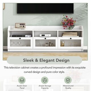 Acrylic Board Door Media Console w/ 3 Cabinets Below TV Cabinet - Bed ...