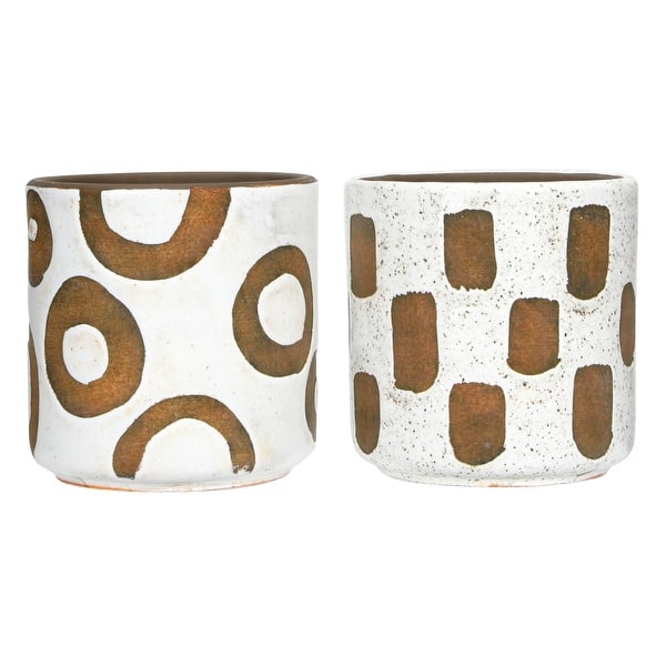 Terra-cotta Planter with Shapes, Set of 2 Styles, Holds 4" Pot - Bed ...
