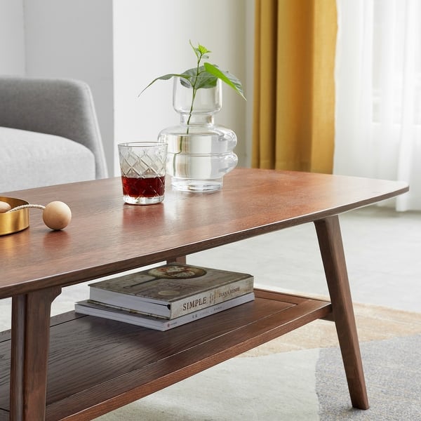 Solid Wood Top Plate Desk CoffeeTable With Storage Shelf - Bed Bath ...