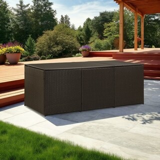 Outdoor Storage Box, Brown Rattan, 71 Inch Powder Coated Steel Frame ...