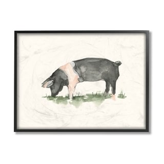 Stupell Farm Pig Grazing in Field Hog Watercolor Framed Wall Art - Bed ...