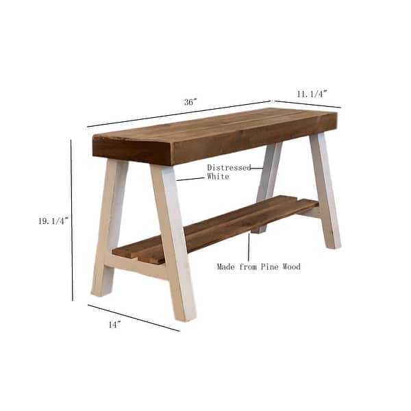 Rustic Olive Pine Wood Entryway Bench with Slatted Shelf - Bed Bath ...