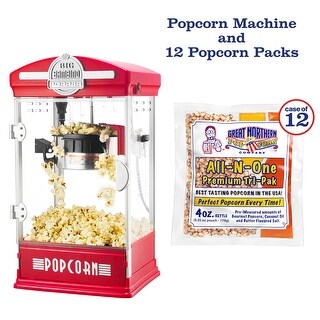 Big Bambino Popcorn Machine with 12 Pack of All-In-One Popcorn Kernel ...