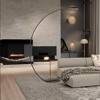 61" Modern Arched Floor Lamp Standing Light Fixture with Marble Base ...