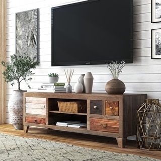 Furniture of America Rudd Solid Wood 57-inch TV Stand with Drawers ...