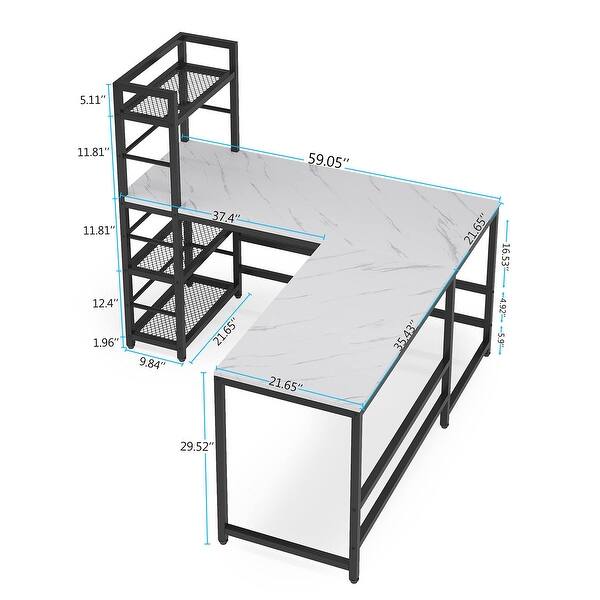 Tribesigns 59 Inch L Shaped Computer Desk with 4-Tier Storage Shelves ...