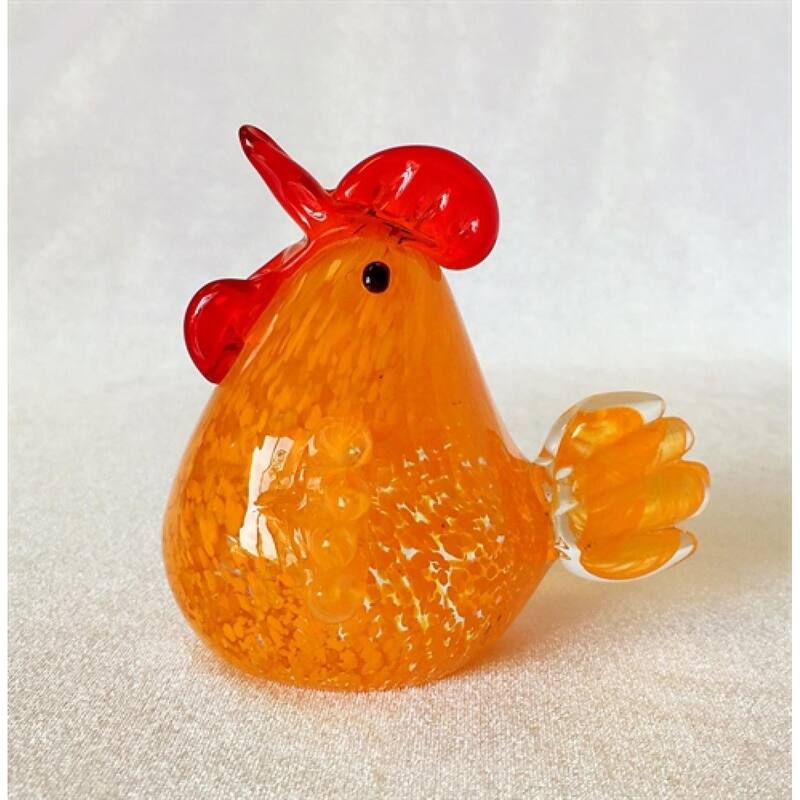 Orange Glass Rooster Paperweight - Overstock - 39963805