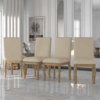 Dining Chairs Wood Upholstered Dining Room Chairs with Nailhead, 37.8 ...