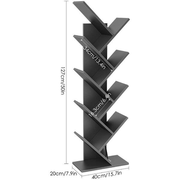 9-Shelf Bookcase Rack Wooden Tree Free Standing Book Shelf Storage ...