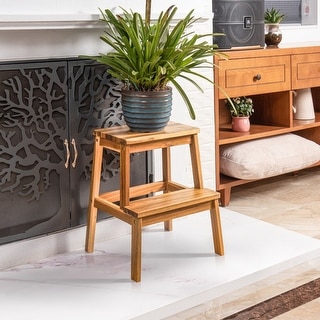 Acacia Wood Two Steps Stool Small Size Rectangle Top - Bed Bath ...