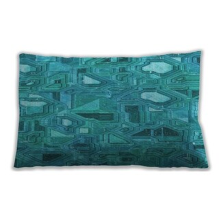 Ahgly Company Patterned Indoor-Outdoor Dark Cyan Green Lumbar Throw ...