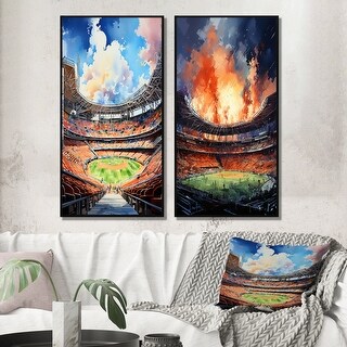 Designart "Abstract Baseball Stadium" Stadiums Framed Wall Art Set Of 2 ...
