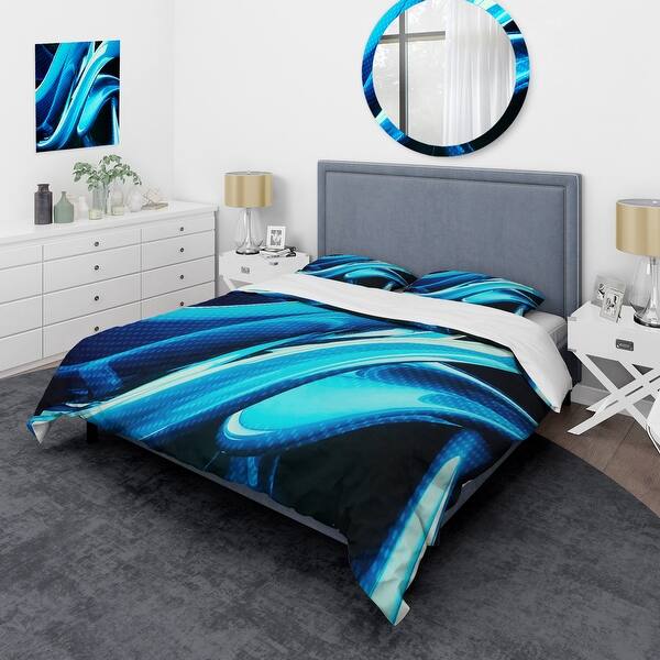 Designart 'Liquid Blue Abstract' Modern & Contemporary Bedding Set ...